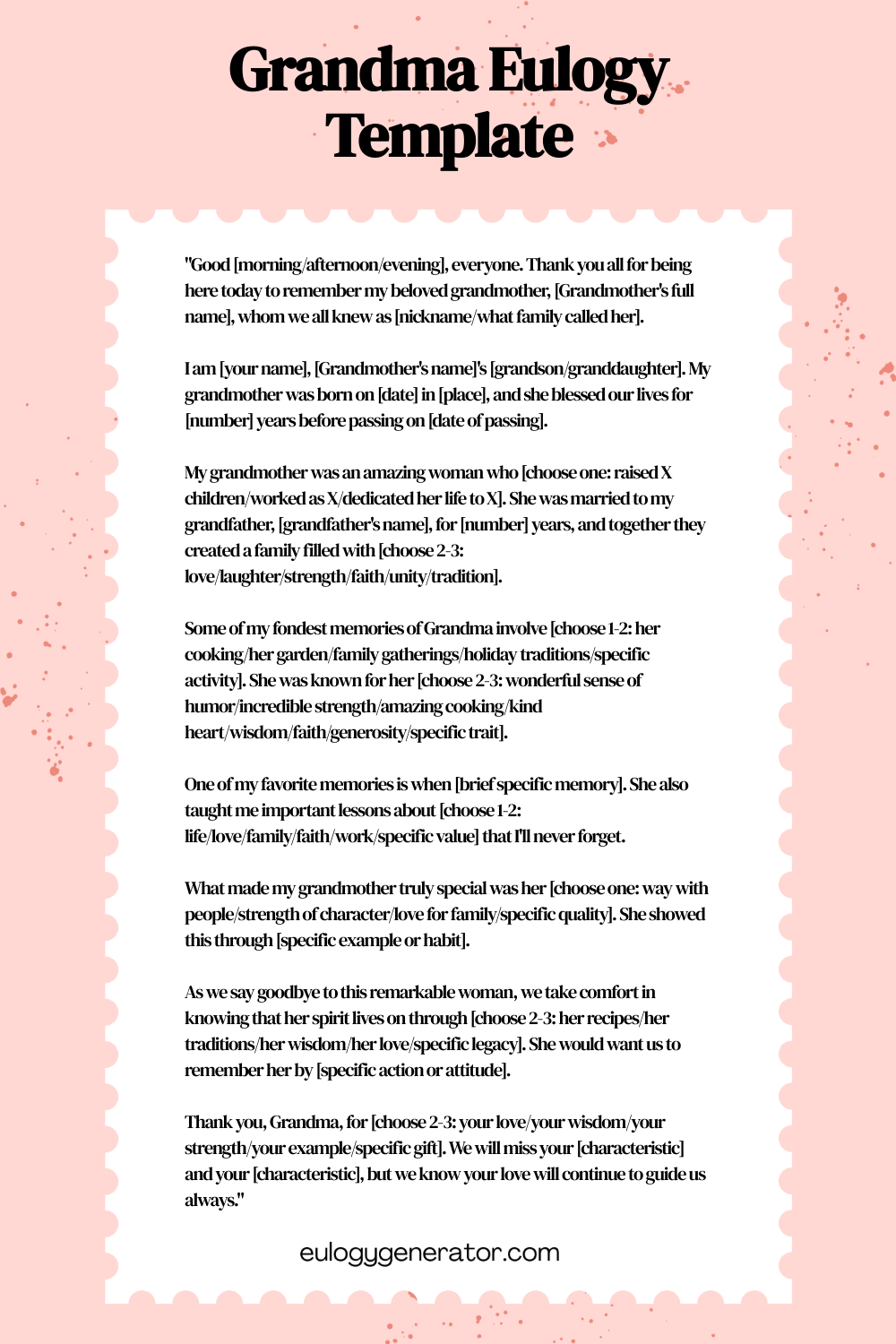 5 Grandmother Eulogy Templates to Use as Inspiration - Eulogies By Jen