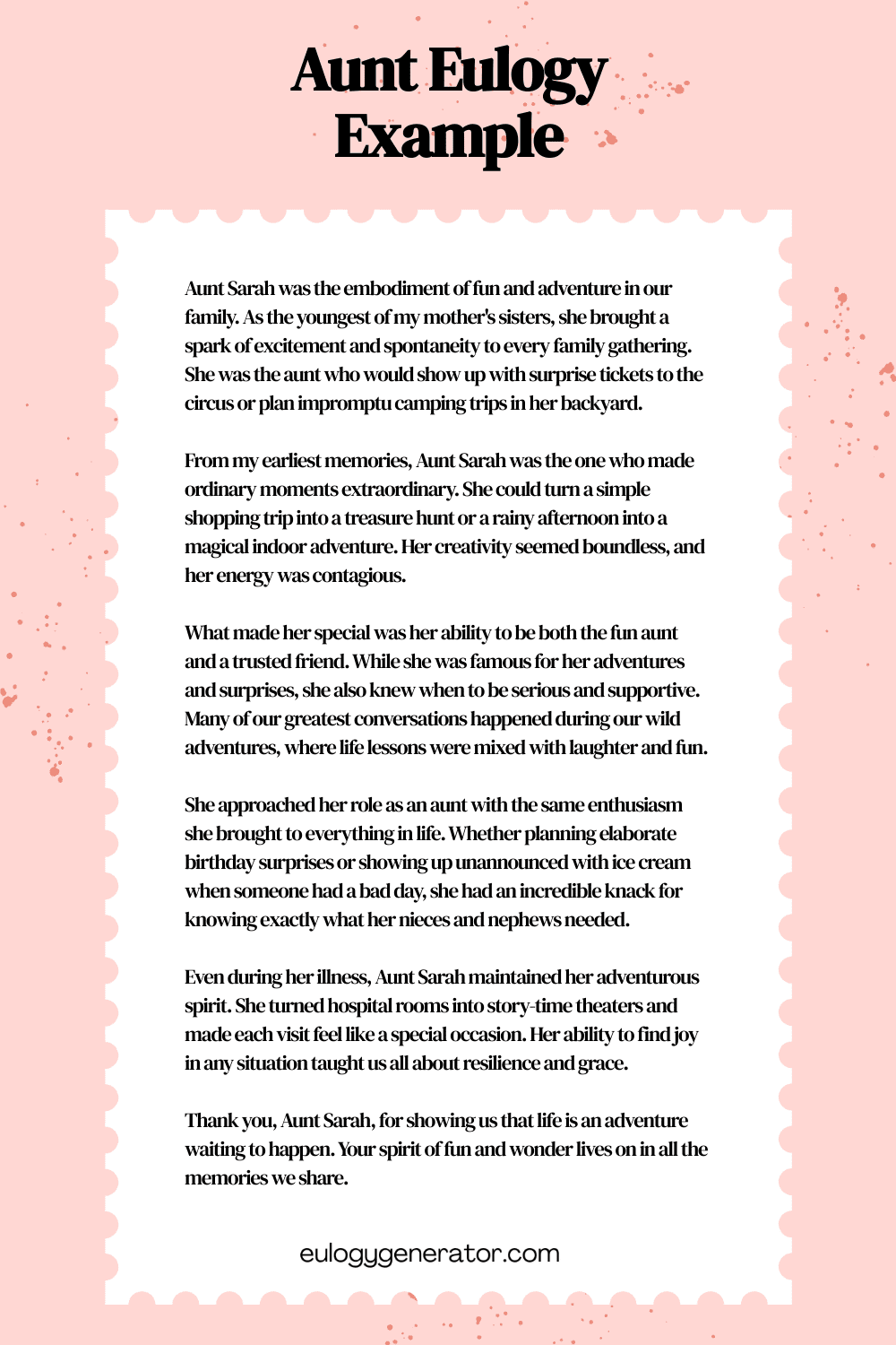 5 Aunt Eulogy Templates to Use as Inspiration - Eulogies By Jen