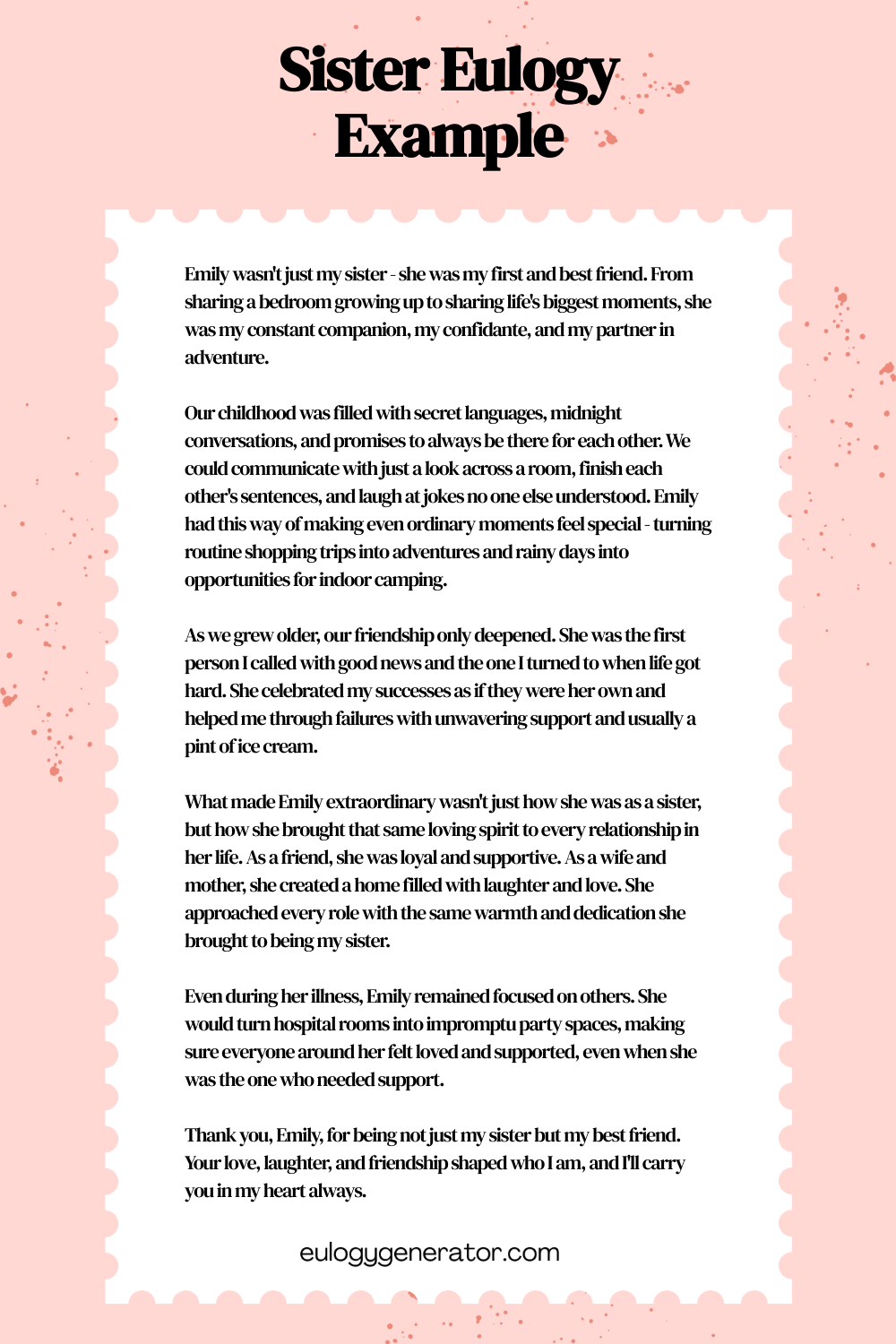 5 Sister Eulogy Templates to Use as Inspiration - Eulogies By Jen