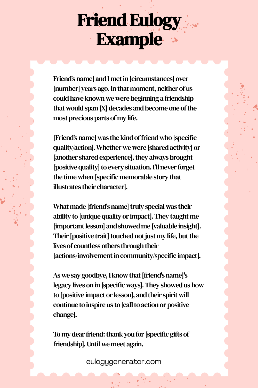 5 Friend Eulogy Templates to Use as Inspiration - Eulogies By Jen