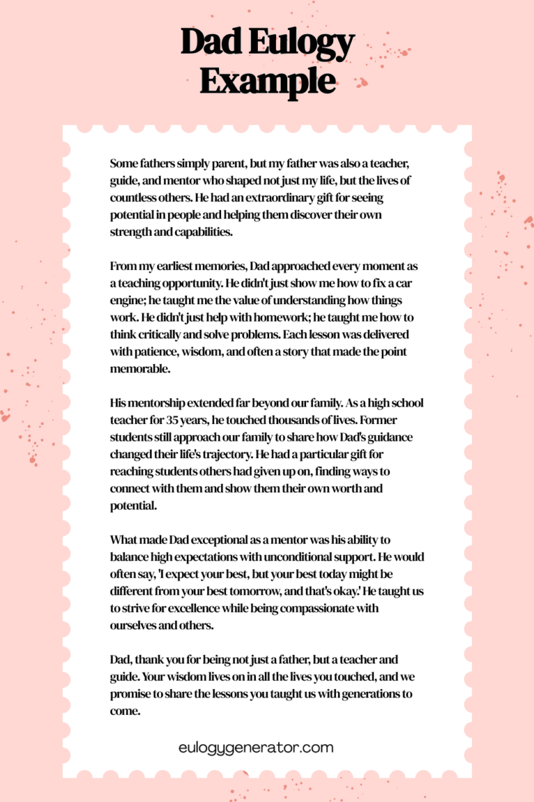 Eulogy Template for Father | Eulogy Generator