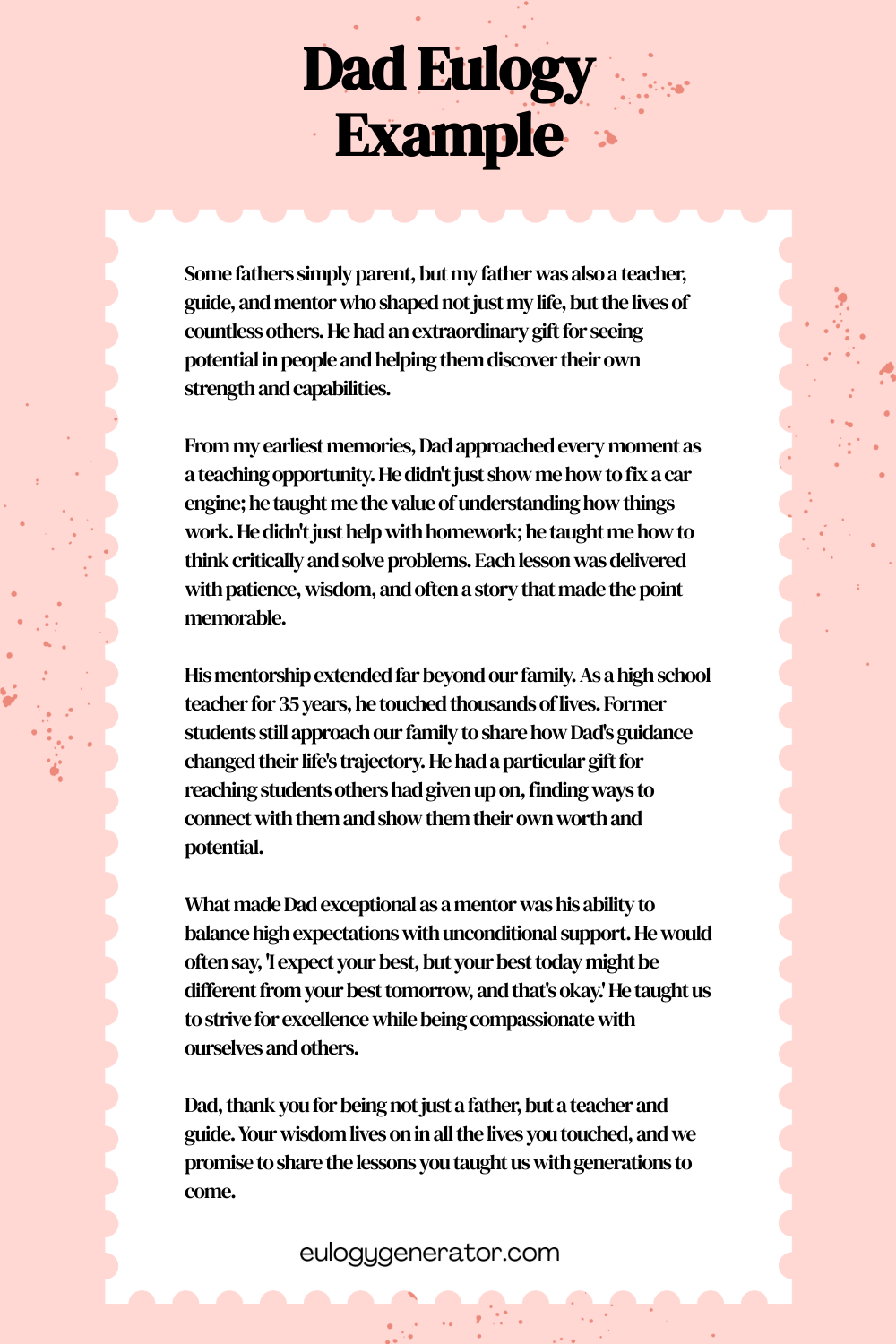 Eulogy Template for Father | Eulogy Generator