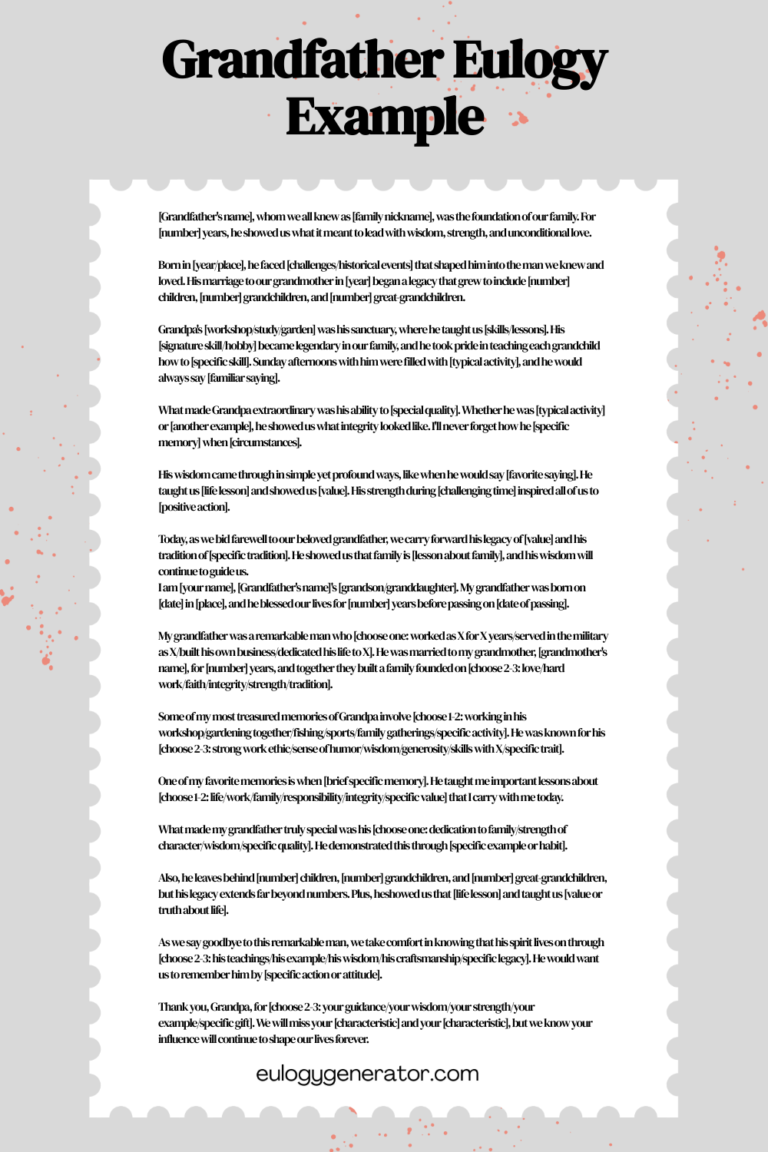 5 Grandfather Eulogy Templates to Use as Inspiration - Eulogies By Jen