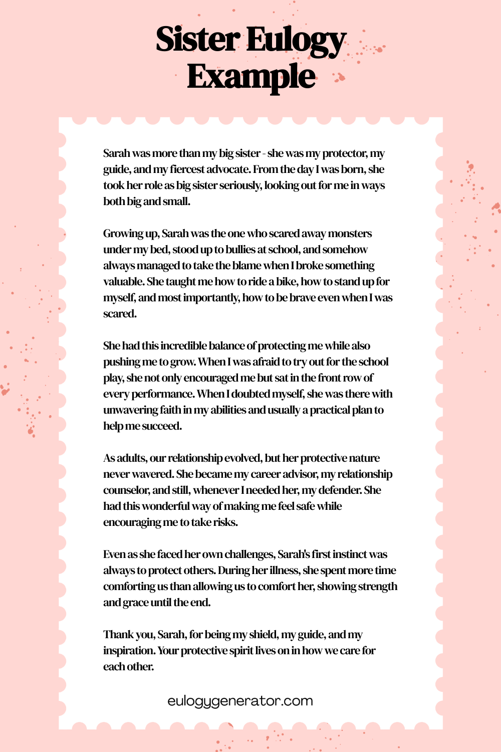 5 Sister Eulogy Templates To Use As Inspiration Eulogies By Jen