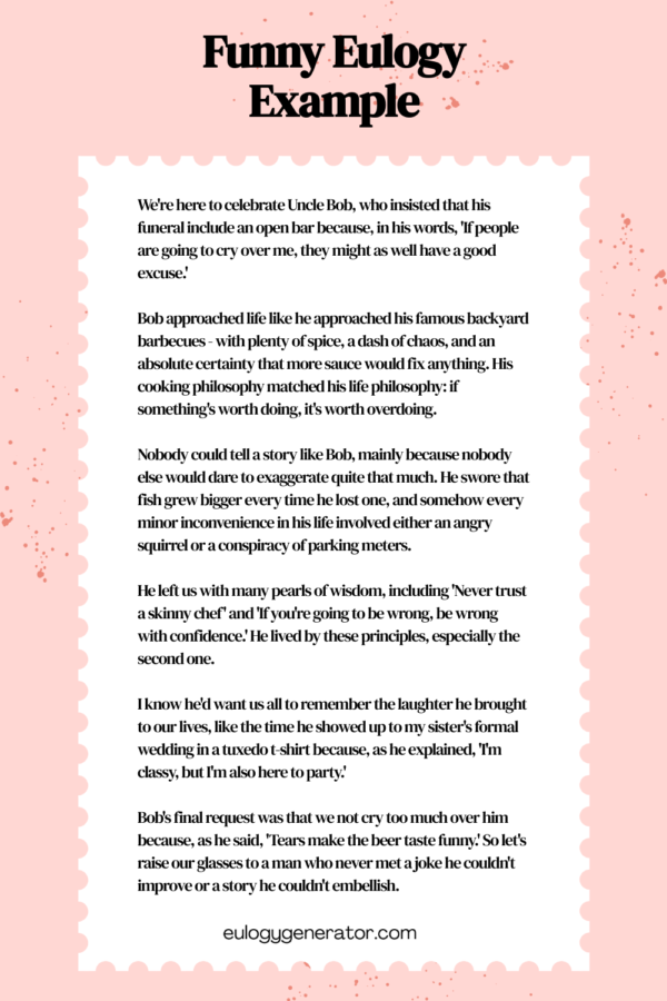 5 Funny Eulogy Templates to Use as Inspiration - Eulogies By Jen