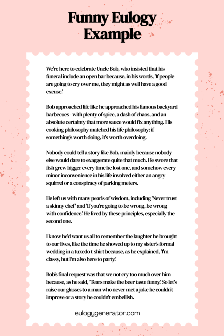 5 Funny Eulogy Templates to Use as Inspiration - Eulogies By Jen