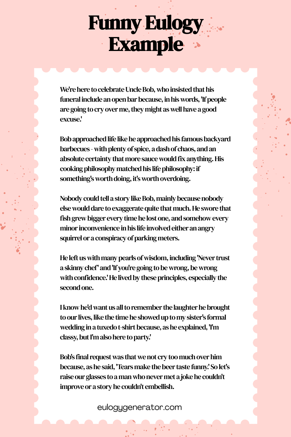 5 Funny Eulogy Templates to Use as Inspiration - Eulogies By Jen