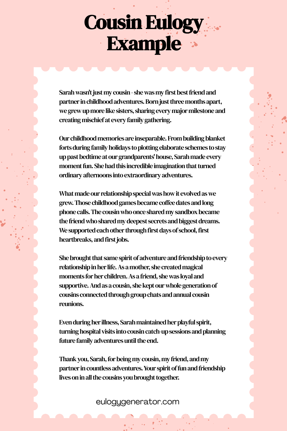 5 Cousin Eulogy Templates to Use as Inspiration - Eulogies By Jen