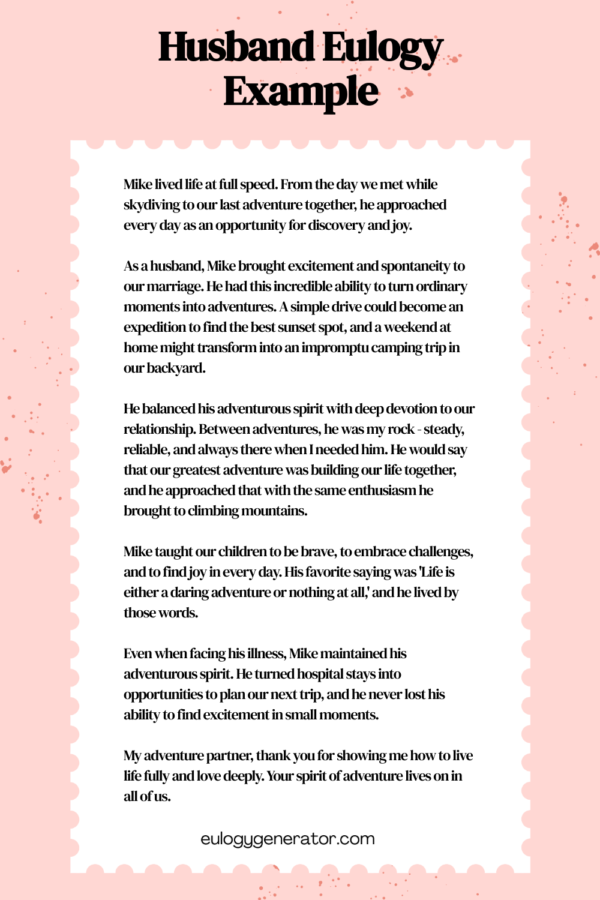 5 Husband Eulogy Templates to Use as Inspiration - Eulogies By Jen