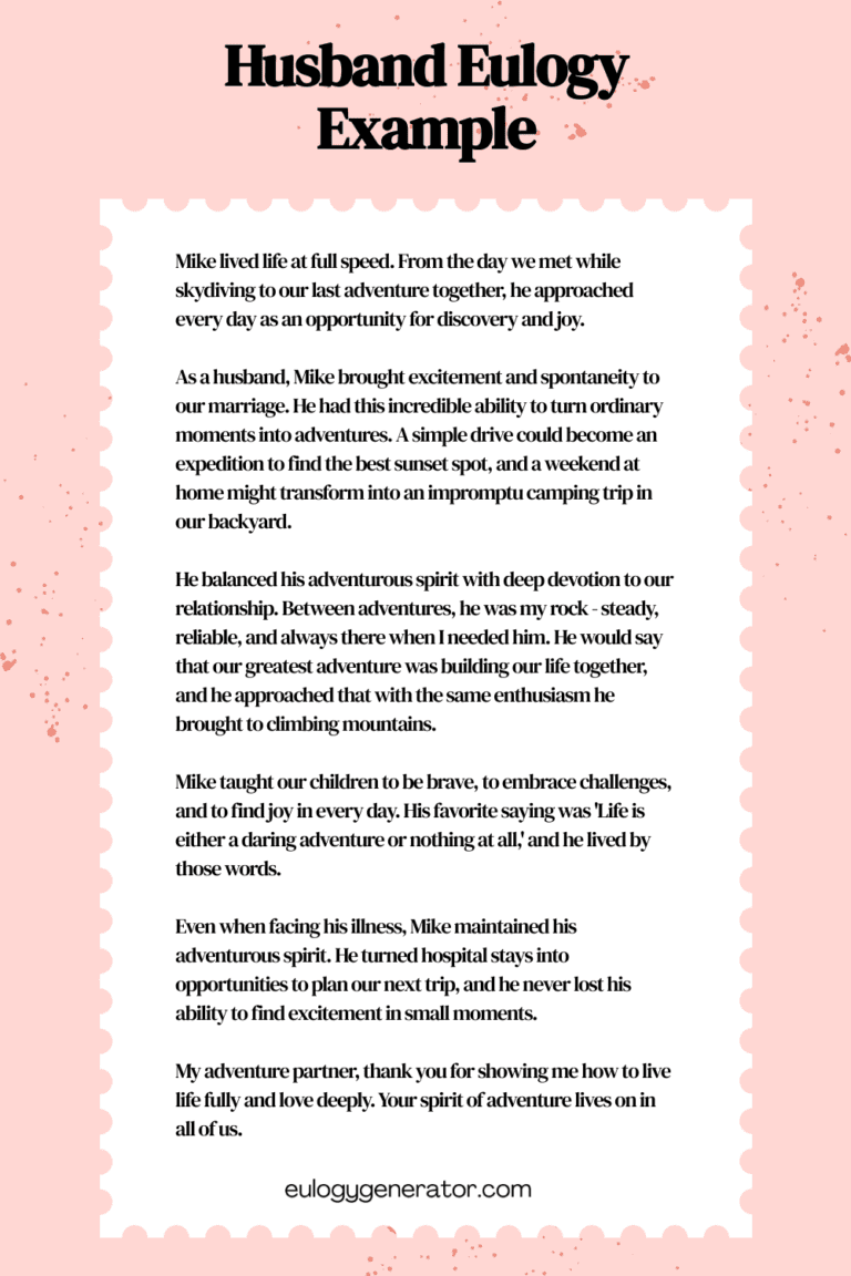 5 Husband Eulogy Templates to Use as Inspiration - Eulogies By Jen