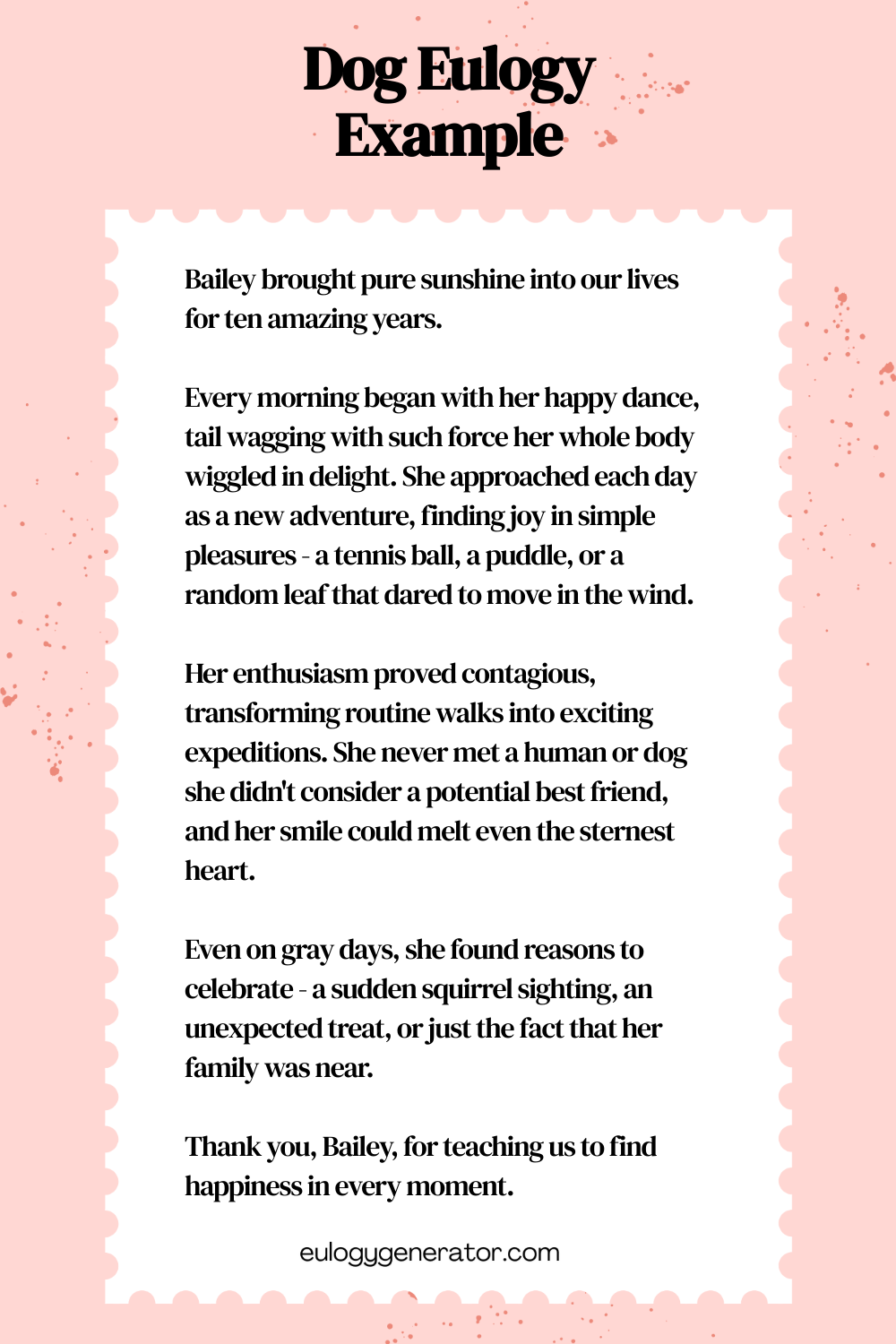 5 Dog Eulogy Templates to Use as Inspiration - Eulogies By Jen