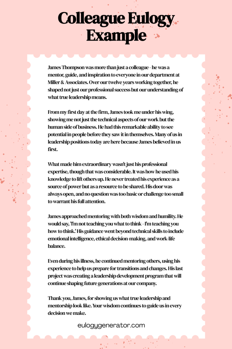 5 Colleague Eulogy Templates to Use as Inspiration - Eulogies By Jen