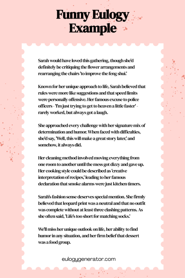 5 Funny Eulogy Templates to Use as Inspiration - Eulogies By Jen