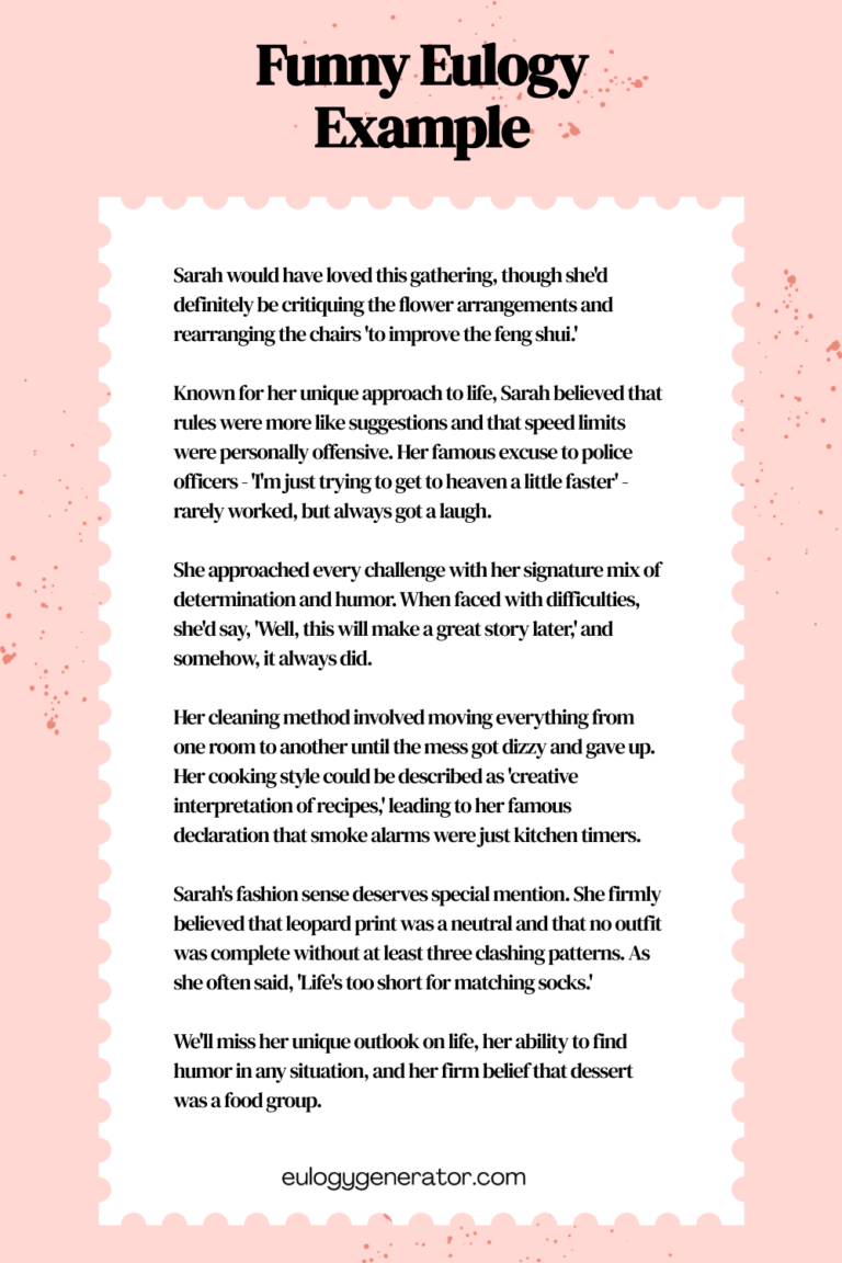 5 Funny Eulogy Templates to Use as Inspiration - Eulogies By Jen