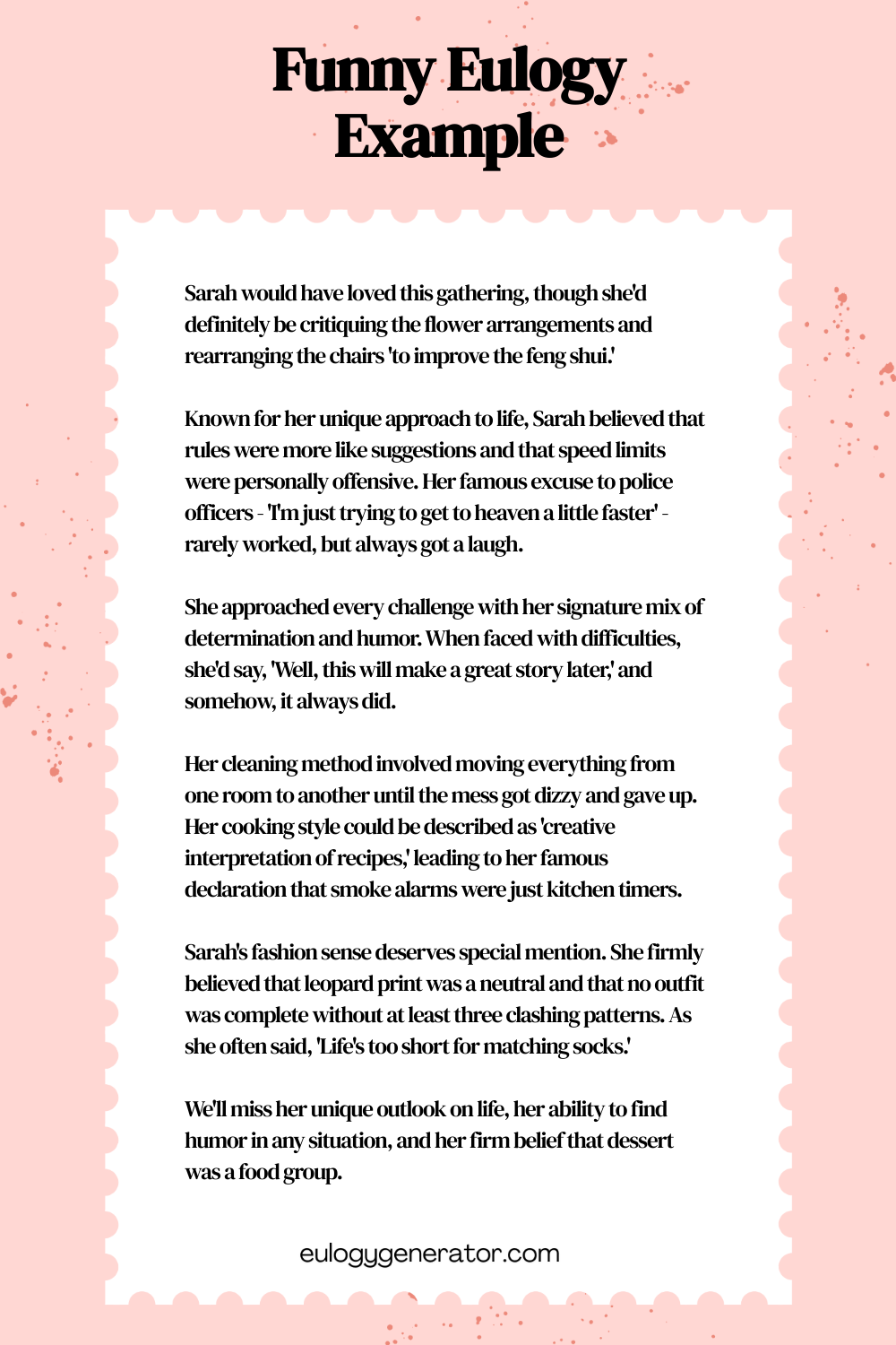 5 Funny Eulogy Templates to Use as Inspiration - Eulogies By Jen