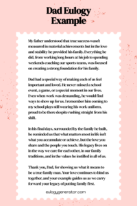 Eulogy Template for Father | Eulogy Generator